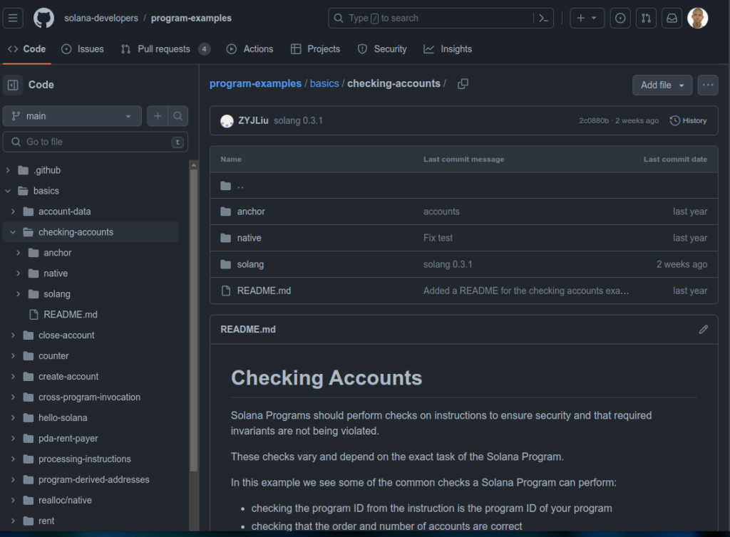Checking Accounts Solana Program Codes Walkthrough Solang Solidity Solana Programs